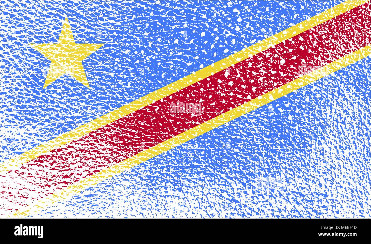 Flag of Congo Democratic Republic with old texture. Vector illustration ...