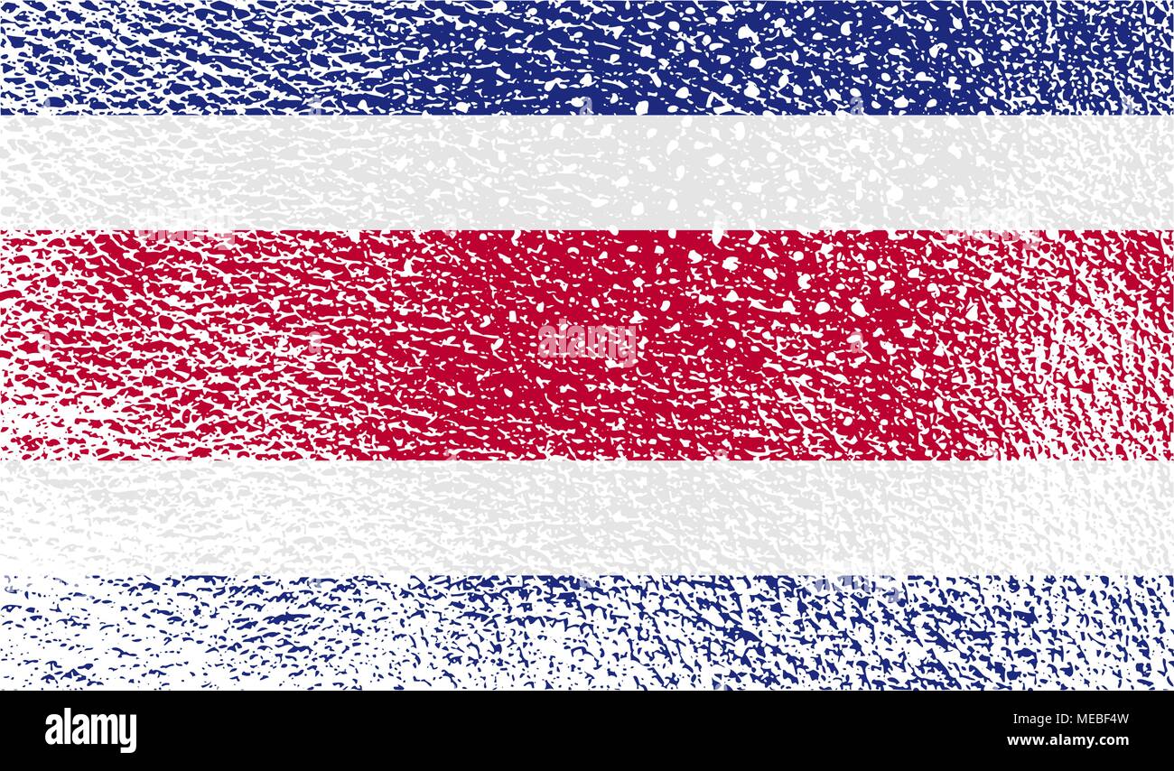 Flag of Costa Rica with old texture. Vector illustration Stock Vector ...