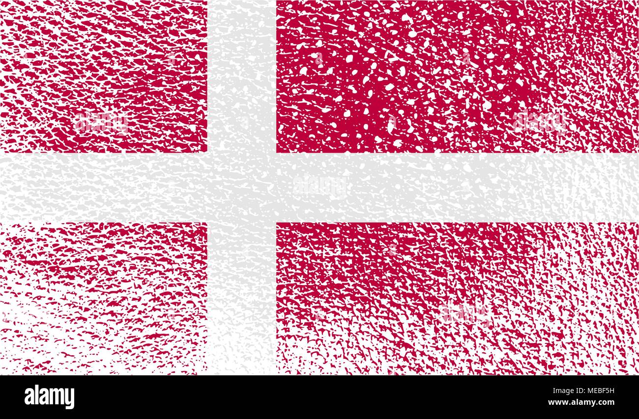 Flag of Denmark with old texture. Vector illustration Stock Vector ...
