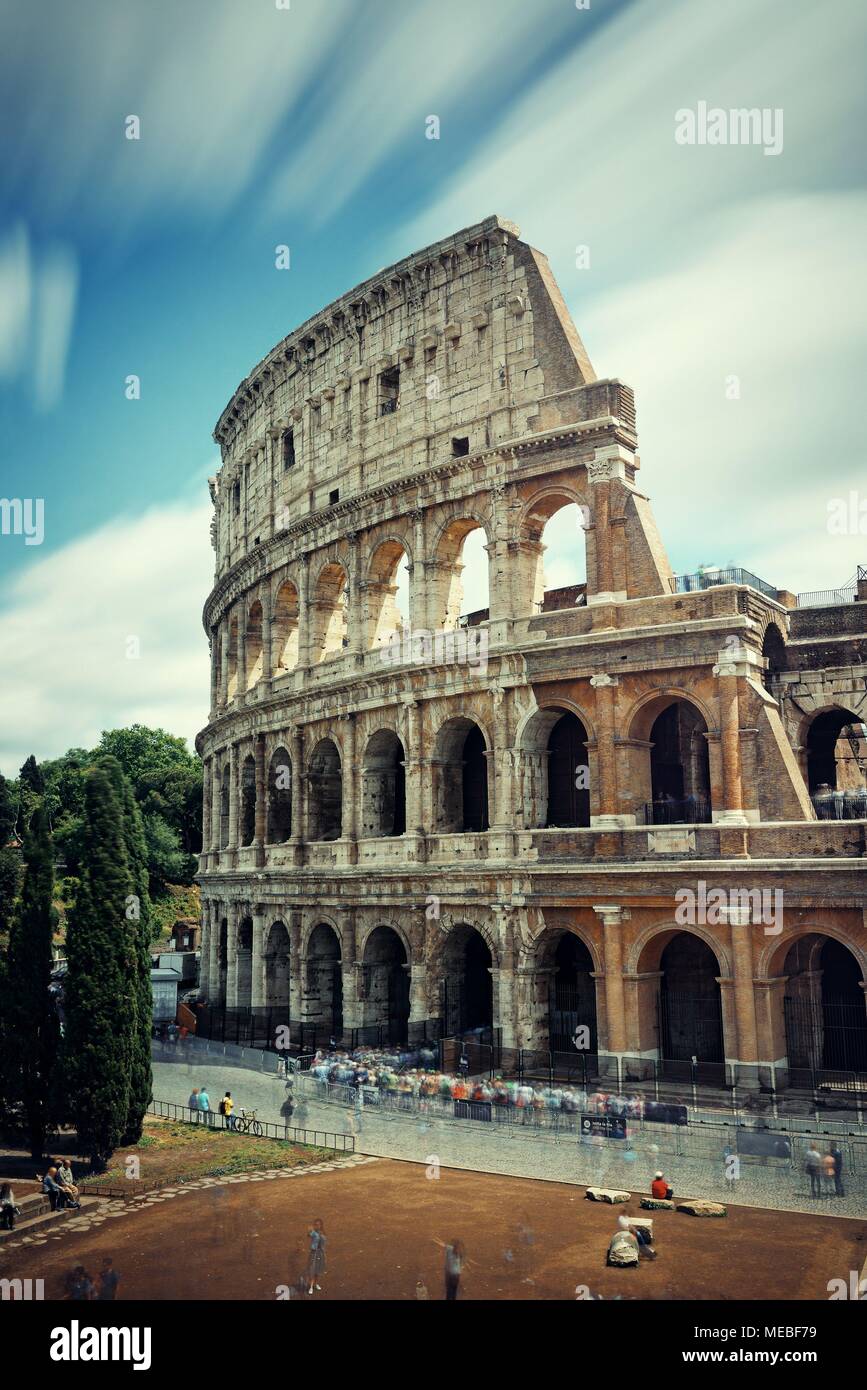Colosseum closeup view with long exposure, the world known landmark and ...