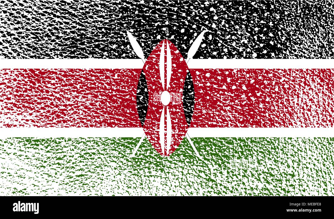 Flag of Kenya with old texture. Vector illustration Stock Vector Image ...
