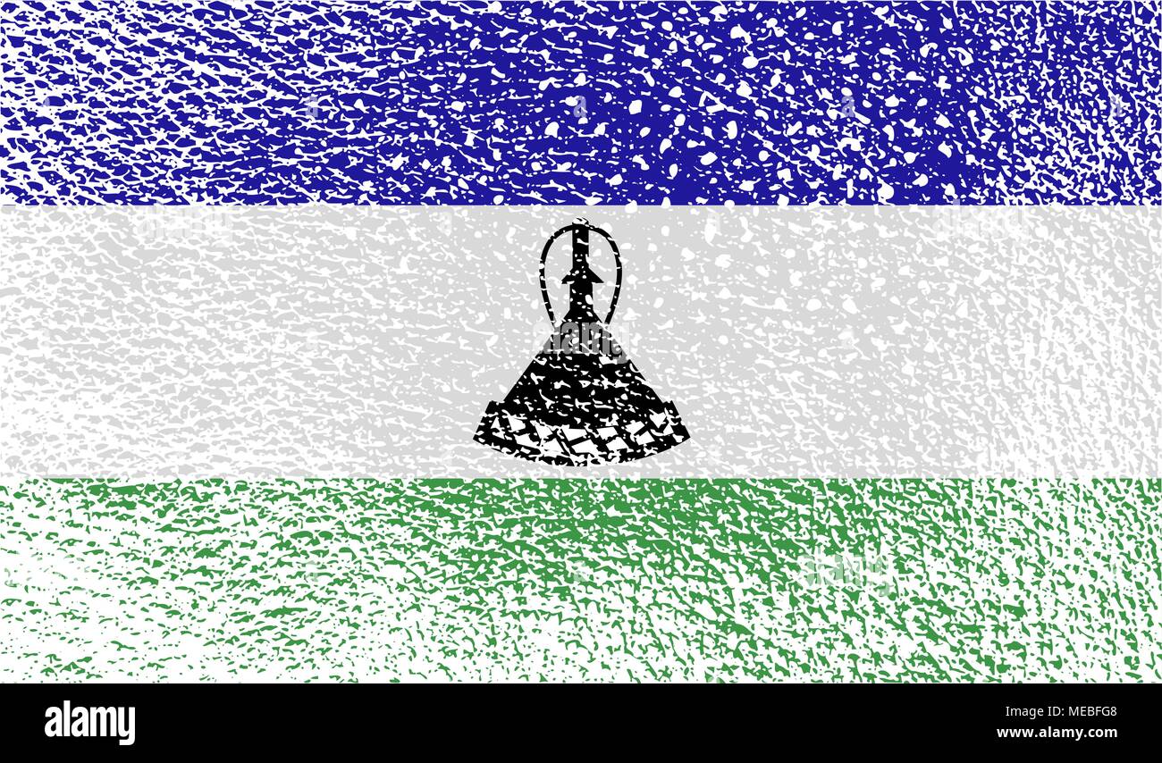 Flag of Lesotho with old texture. Vector illustration Stock Vector ...