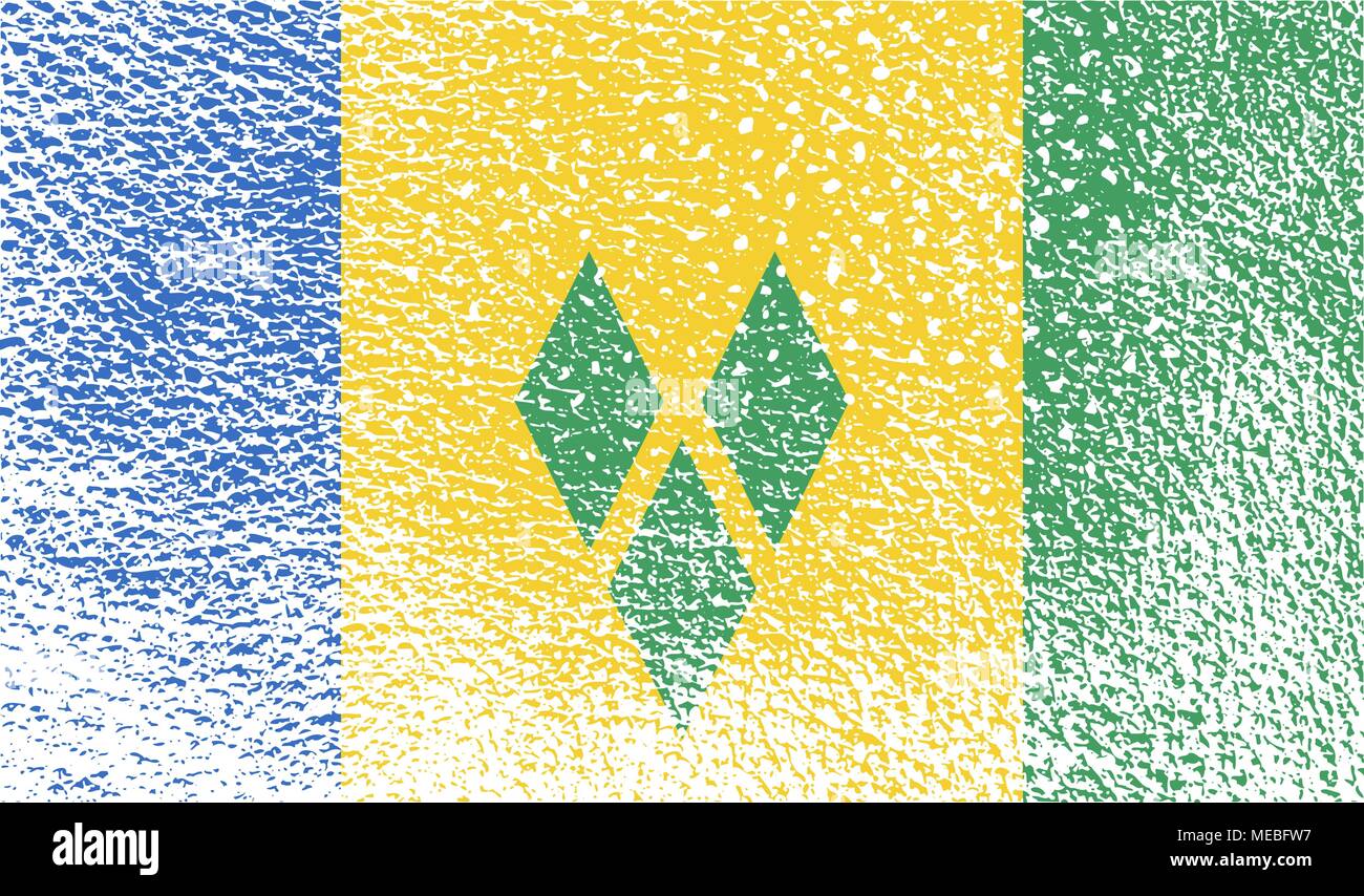 Flag of Saint Vincent and The Grenadines with old texture. Vector ...