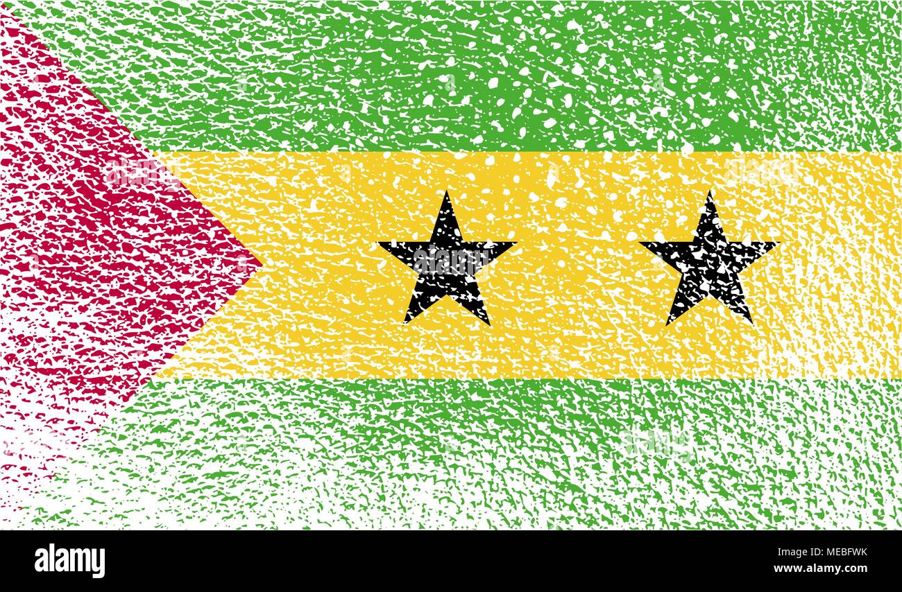 Flag of Sao Tome and Principe with old texture. Vector illustration ...