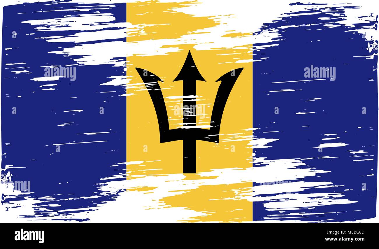 Flag of Barbados with old texture. Vector illustration Stock Vector ...