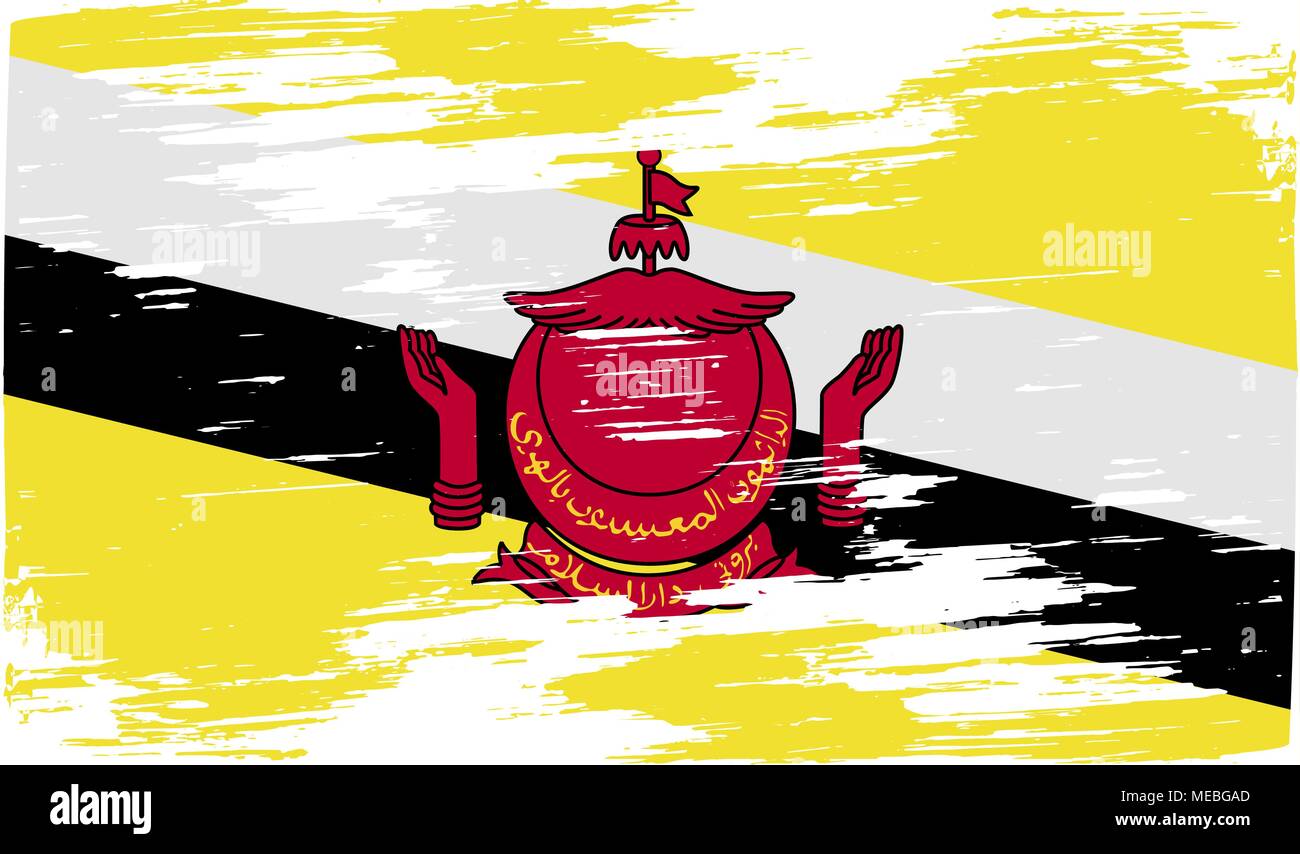 Flag of Brunei with old texture. Vector illustration Stock Vector Image ...