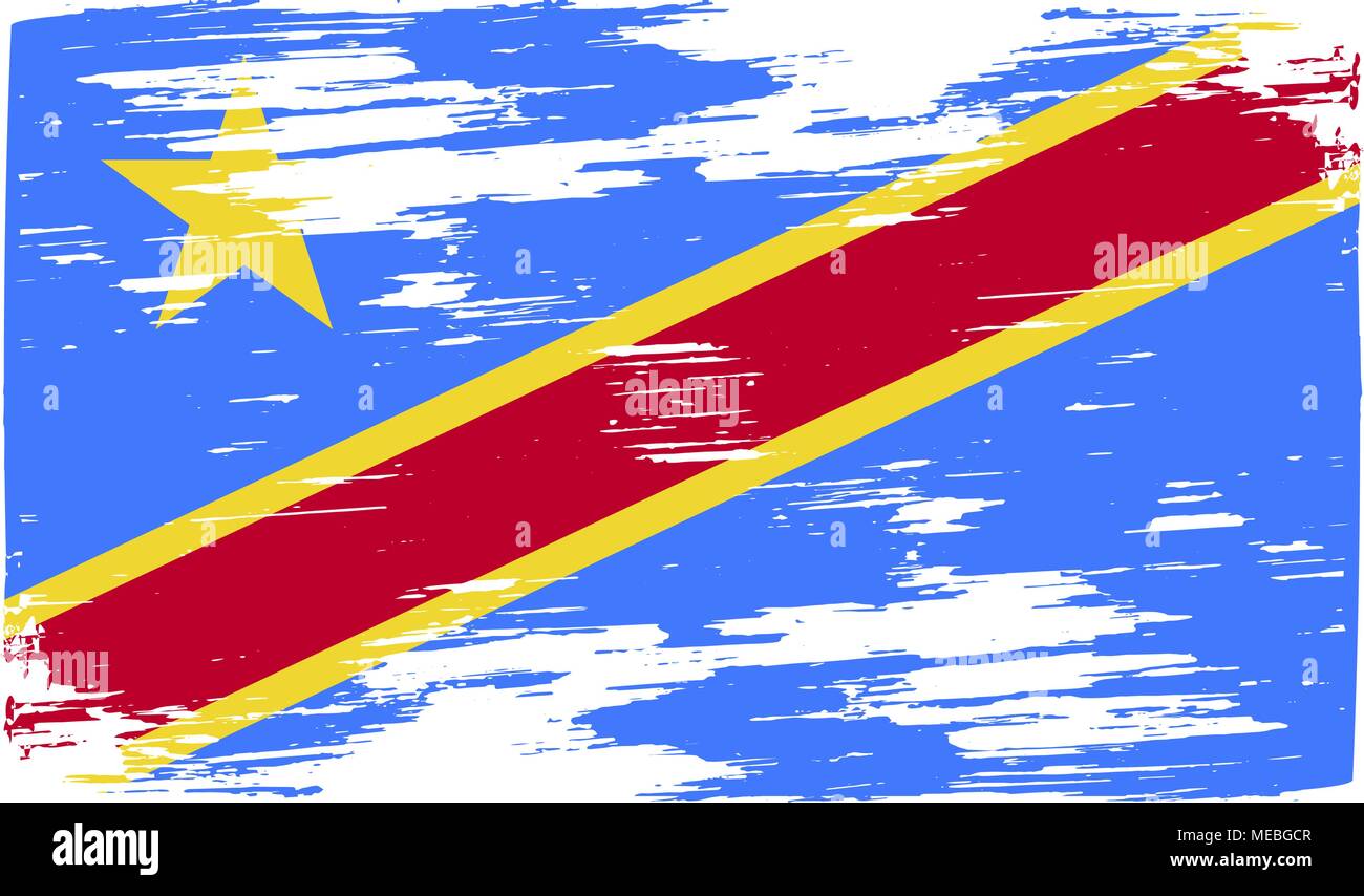Flag of Congo Democratic Republic with old texture. Vector illustration ...