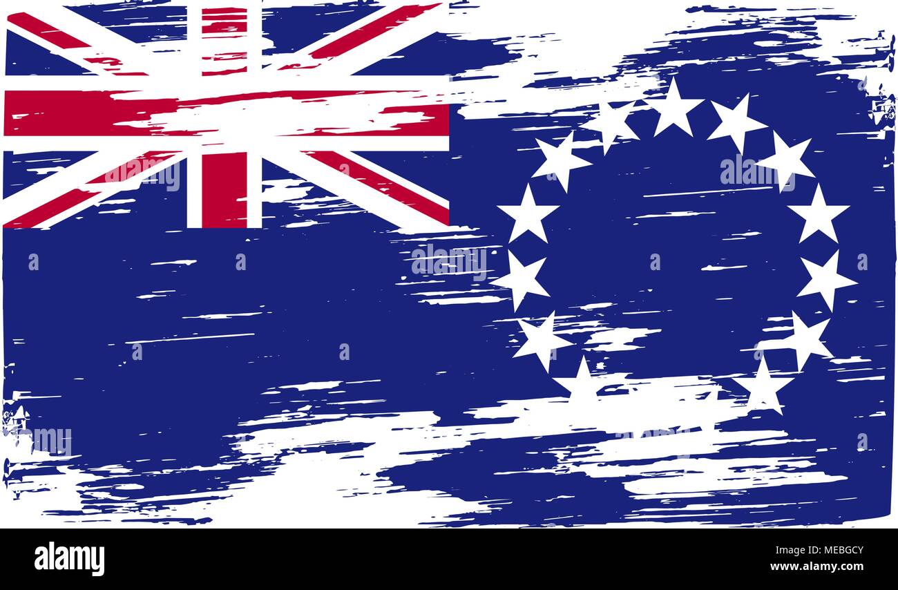 Flag of Cook islands with old texture. Vector illustration Stock Vector ...