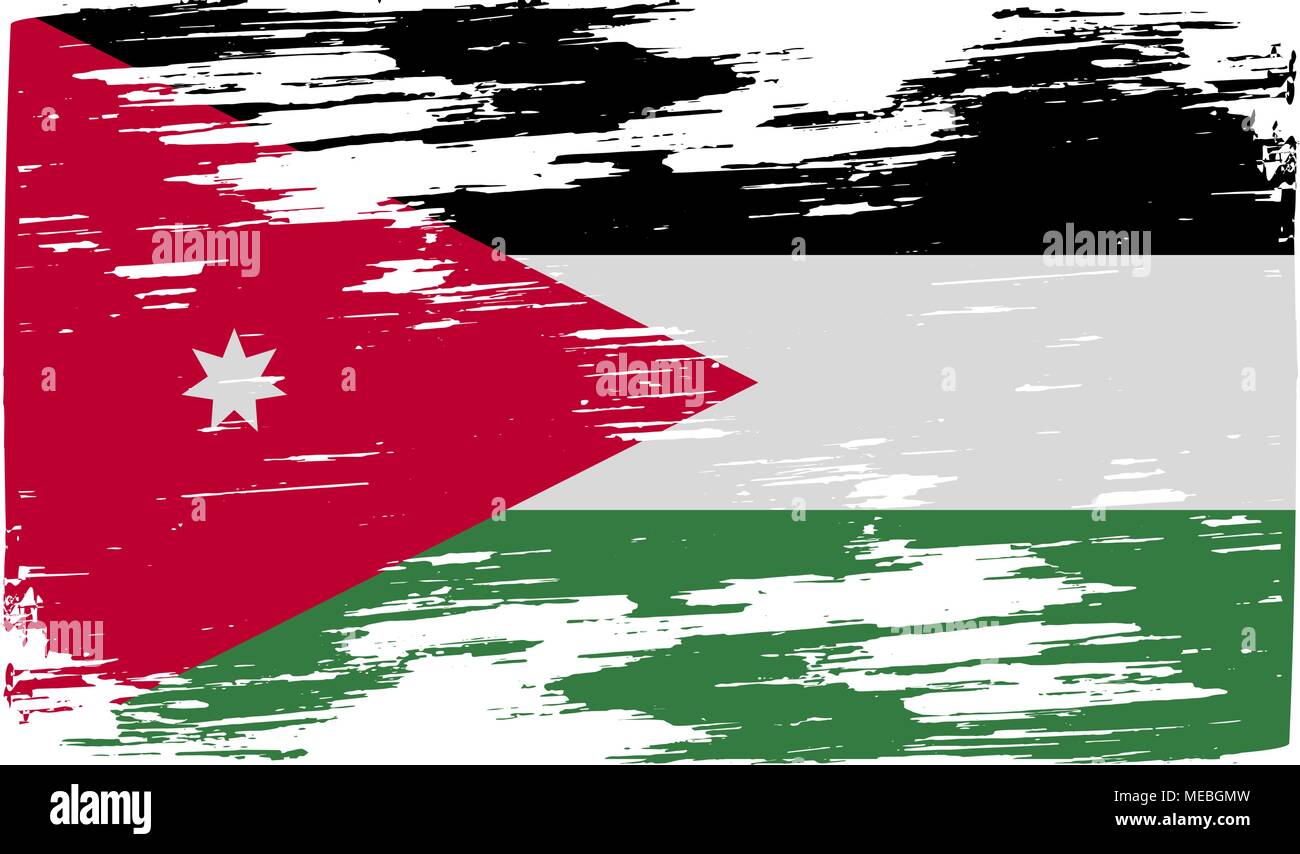 Flag of Jordan with old texture. Vector illustration Stock Vector Image ...