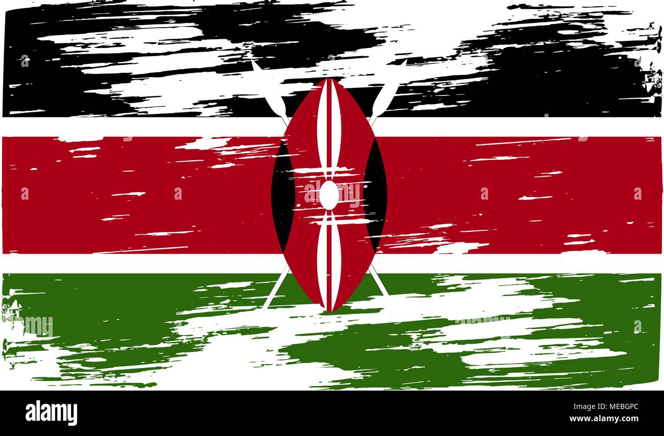 Flag of Kenya with old texture. Vector illustration Stock Vector Image ...