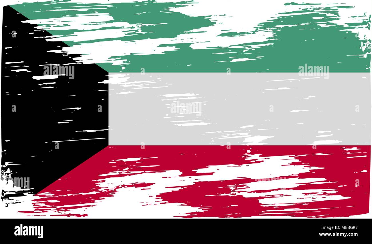 Flag of Kuwait with old texture. Vector illustration Stock Vector Image ...