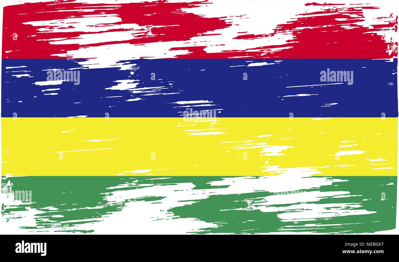 Flag of Mauritius with old texture. Vector illustration Stock Vector ...