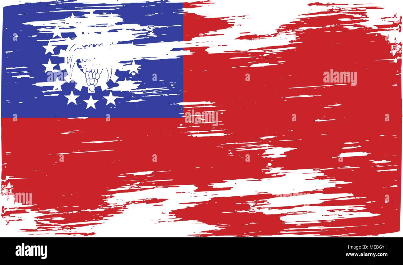 Flag of Myanmar Burma with old texture. Vector illustration Stock ...