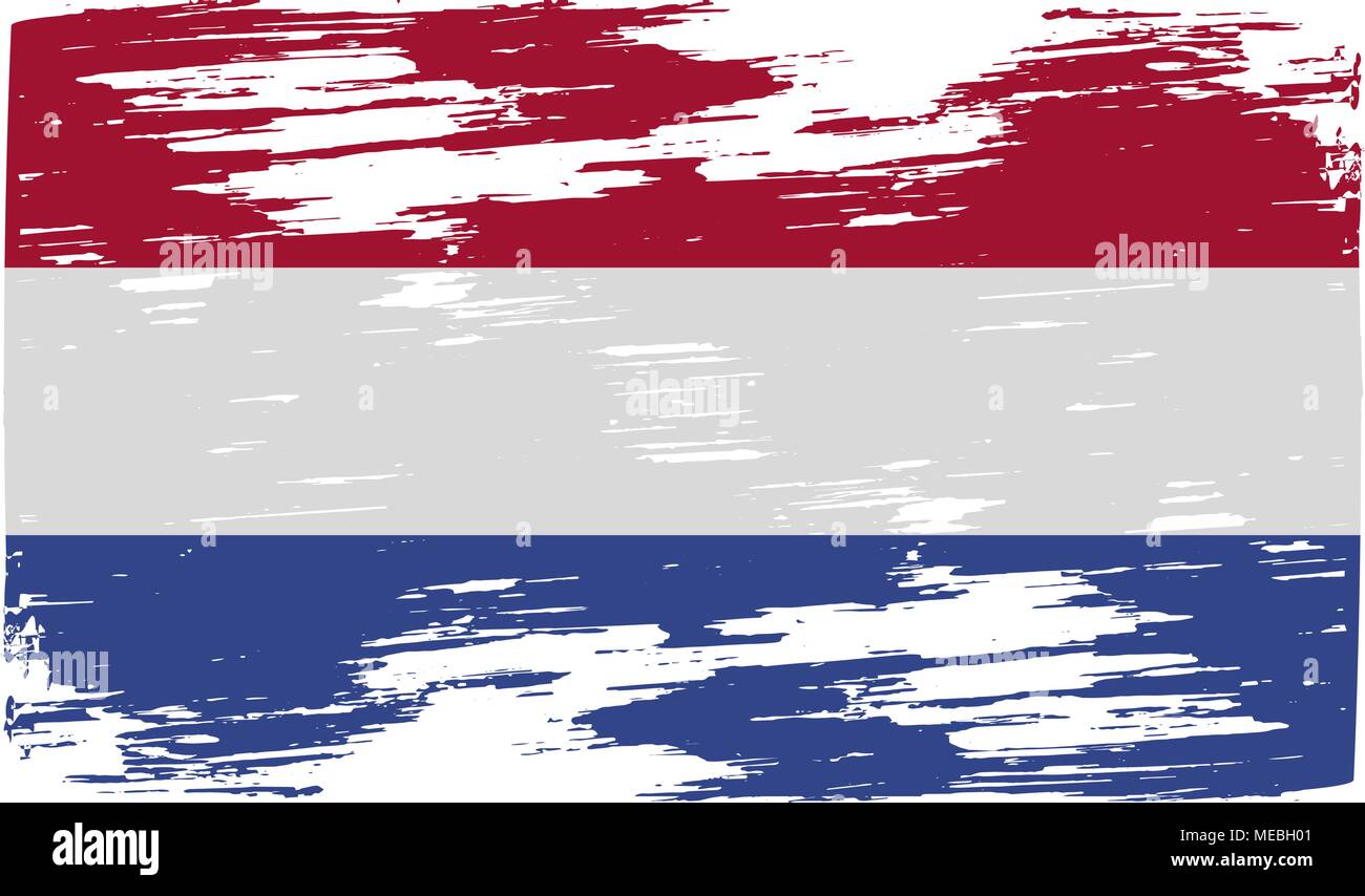 Flag of Netherlands with old texture. Vector illustration Stock Vector ...