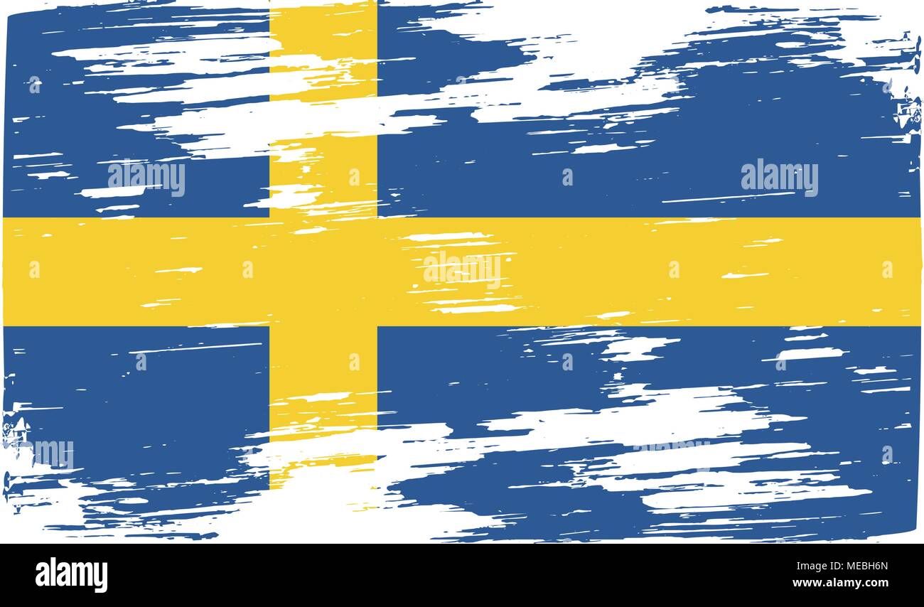 Flag of Sweden with old texture. Vector illustration Stock Vector Image ...