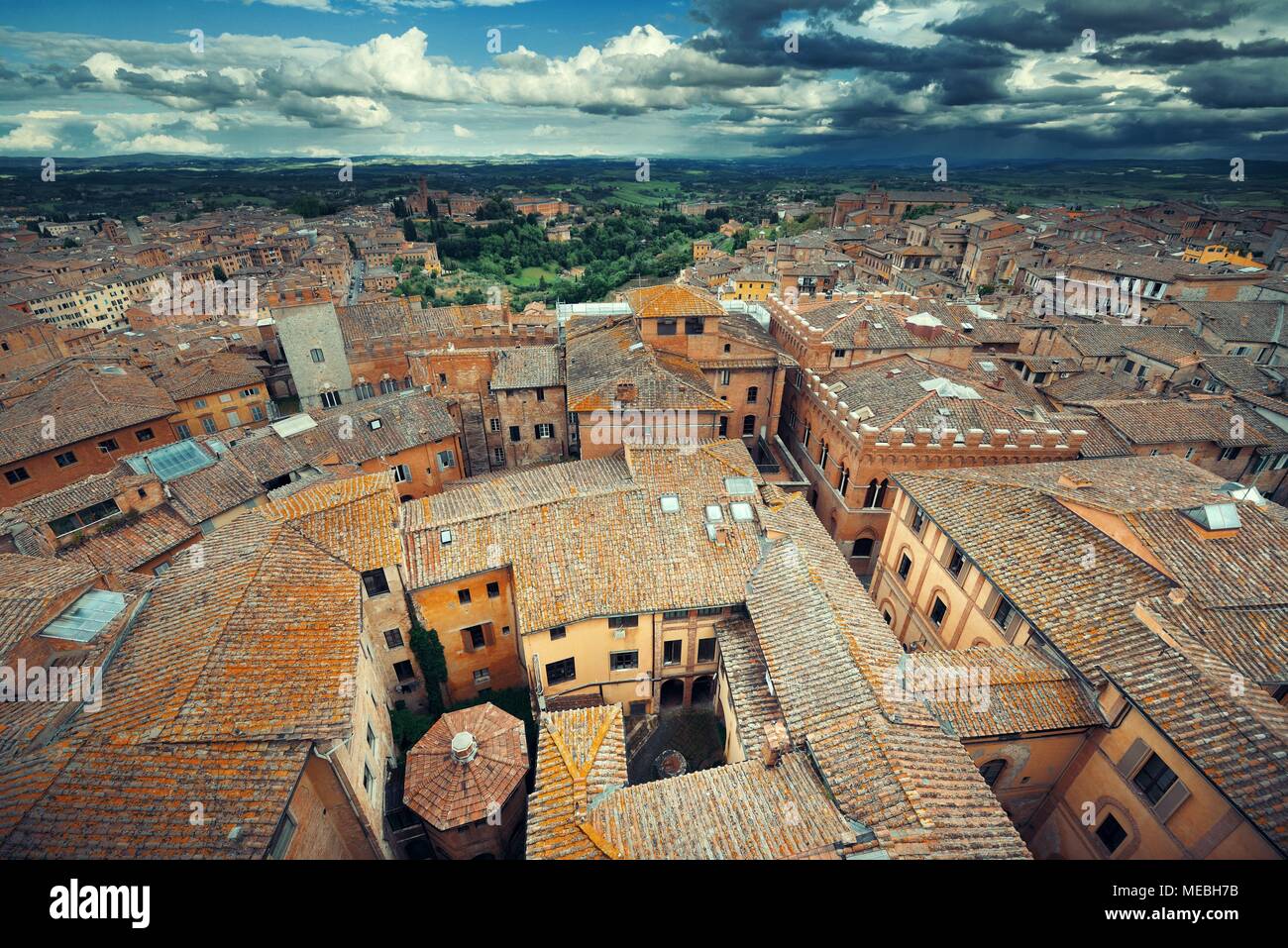 Medieval town Siena rooftop view with historic buildings in Italy Stock ...