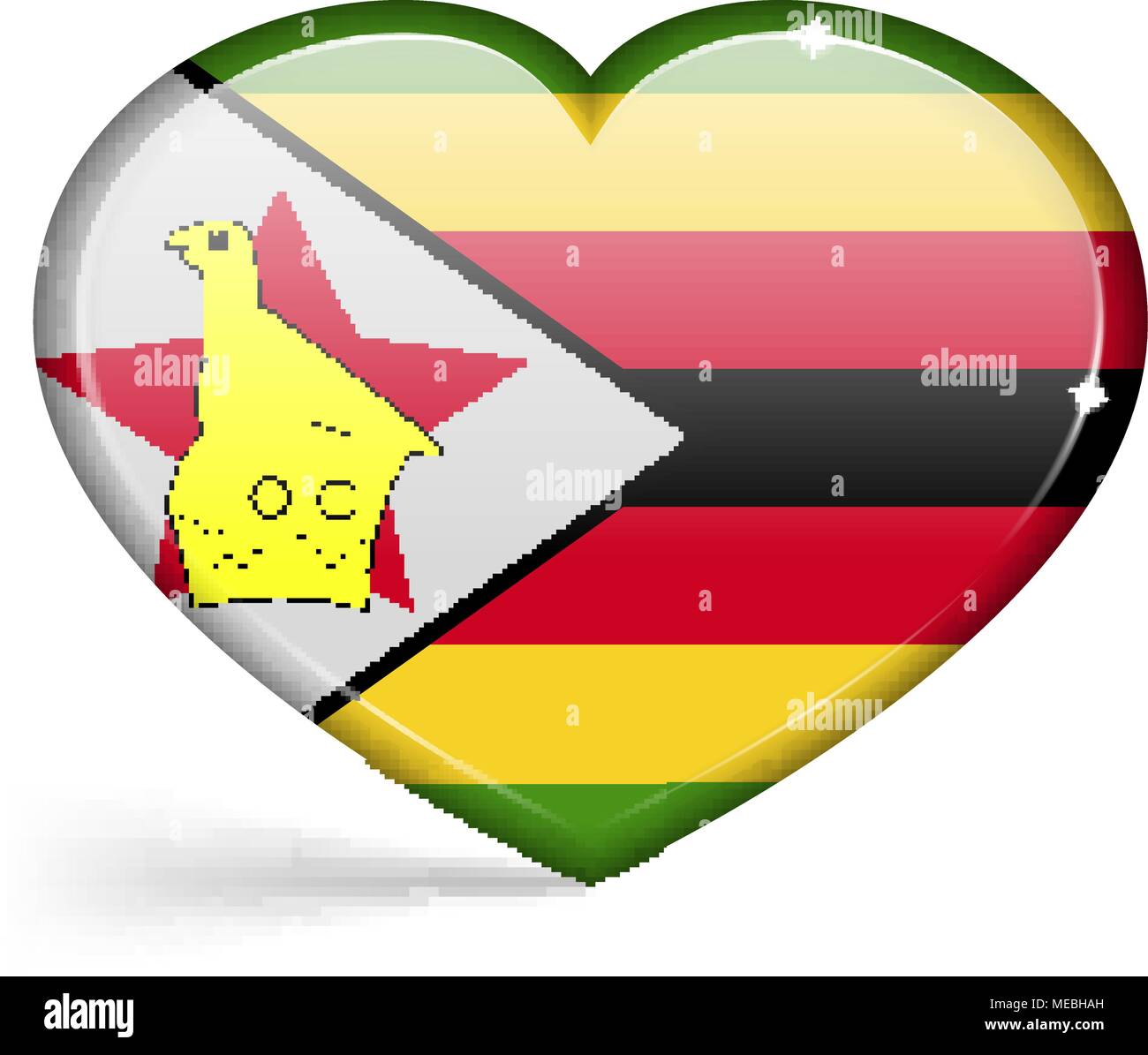 Flags Of Zimbabwe Set Of Colors Flat Design And Long Shadows Vector