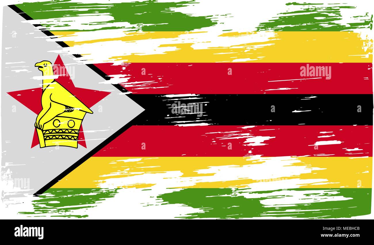 Flag of Zimbabwe with old texture. Vector illustration Stock Vector ...