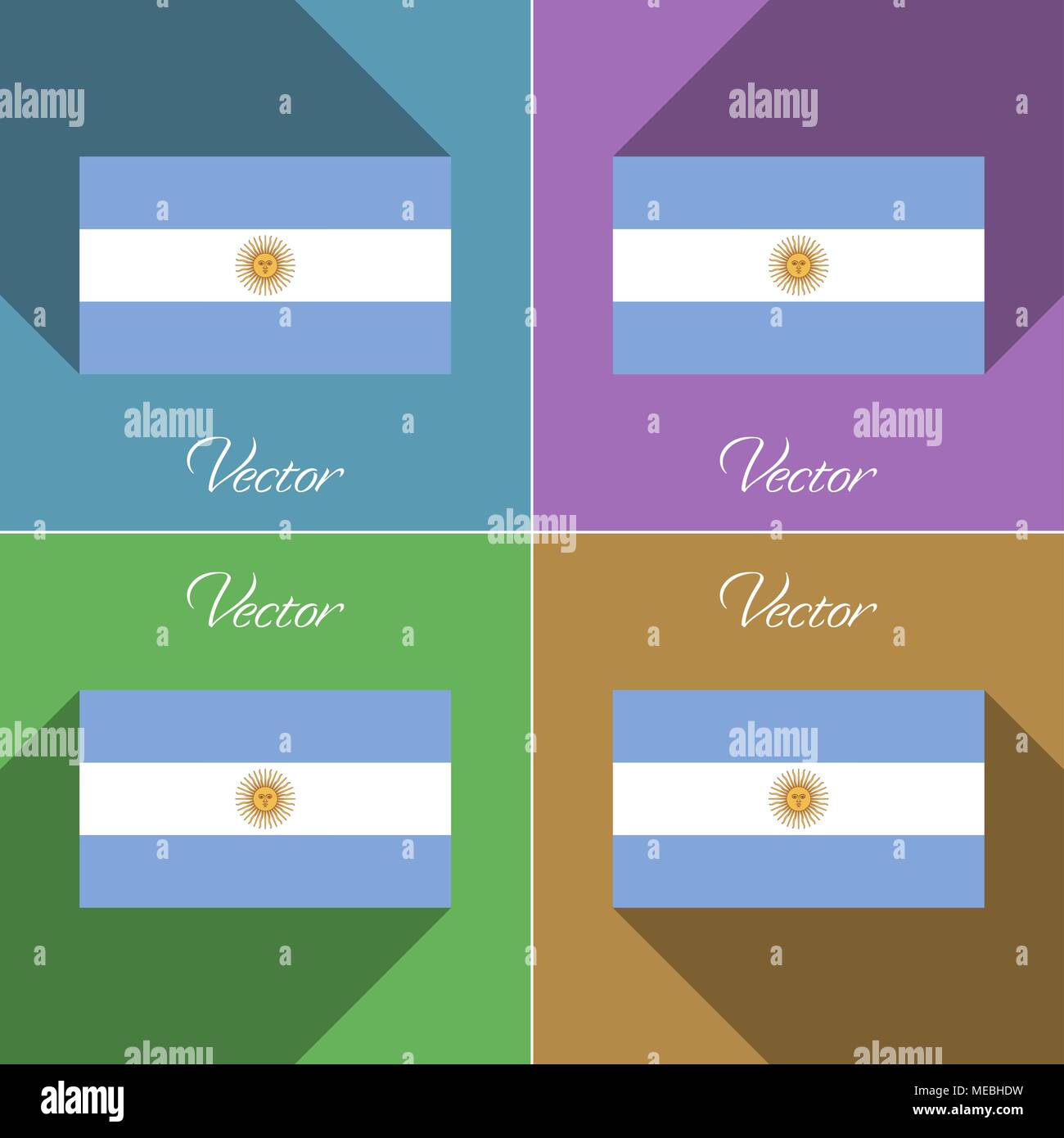 Flags of Argentina. Set of colors flat design and long shadows. Vector ...