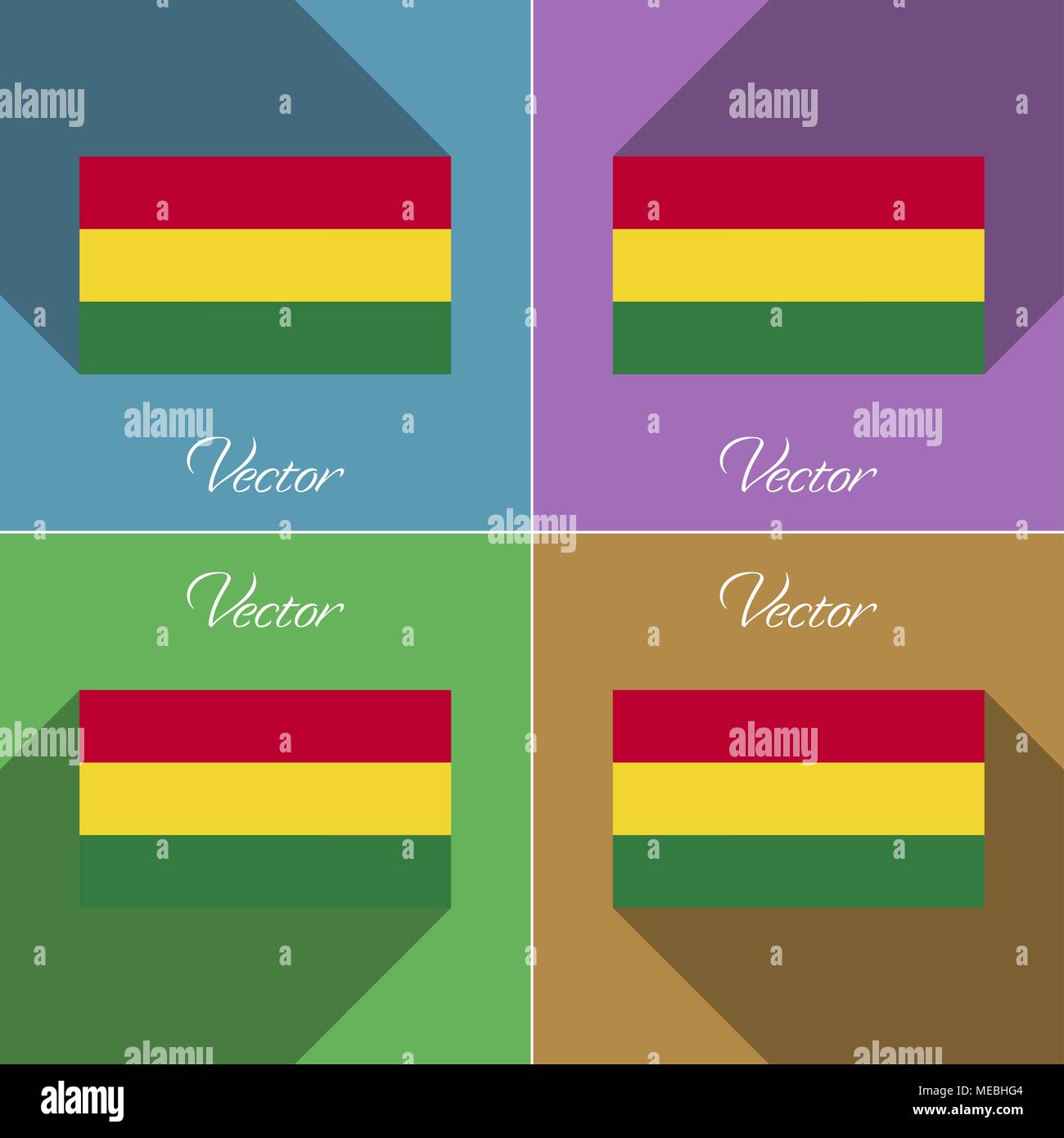 Flags of Bolivia. Set of colors flat design and long shadows. Vector ...