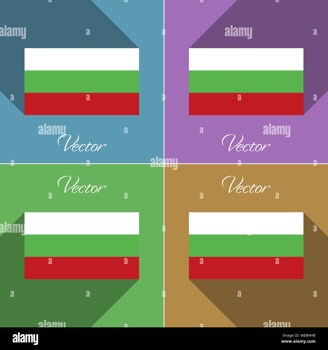 Flags of Bulgaria. Set of colors flat design and long shadows. Vector ...