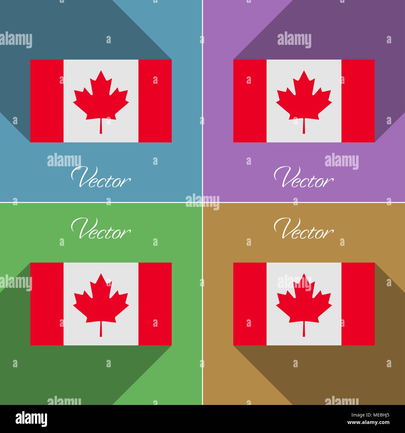 Flags of Canada. Set of colors flat design and long shadows. Vector ...