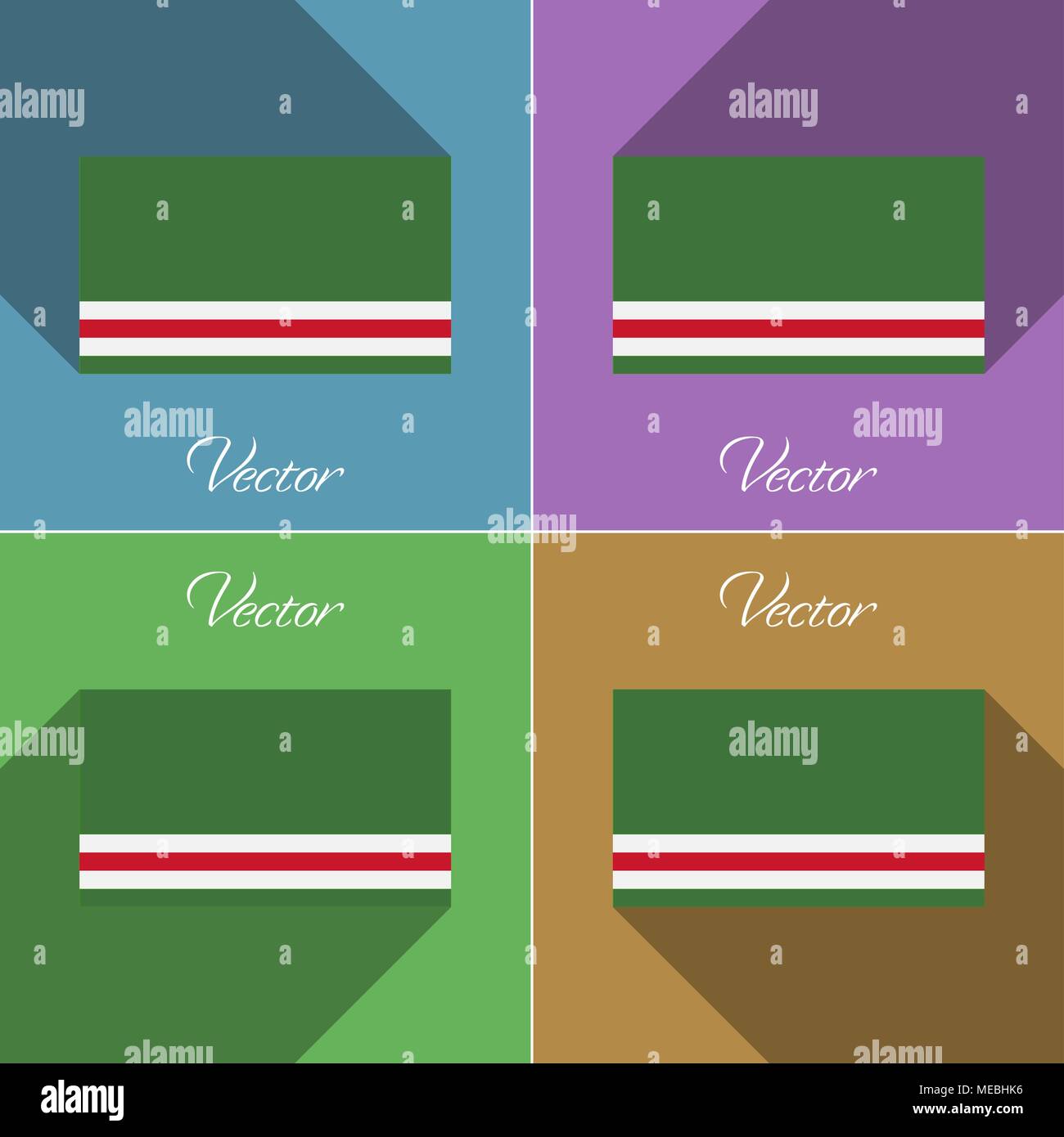 Flags of Chechen Republic of Ichkeria. Set of colors flat design and ...