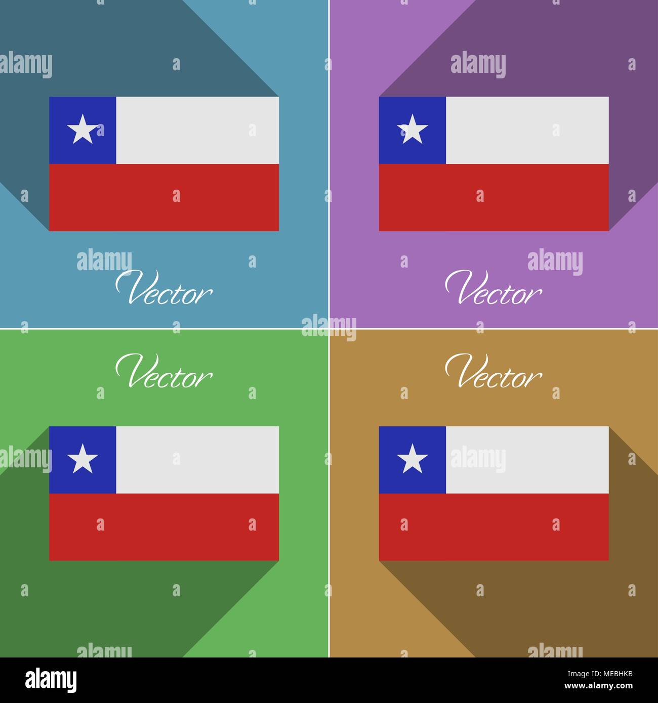 Flags of Chile. Set of colors flat design and long shadows. Vector ...