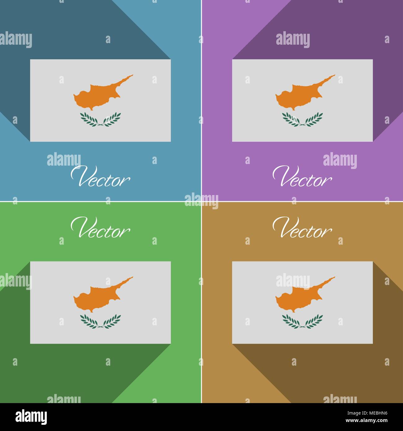 Flags of Cyprus. Set of colors flat design and long shadows. Vector ...