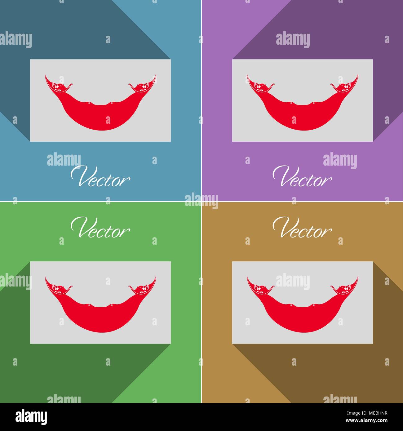 Flags of Eaaster Rapa Nui. Set of colors flat design and long shadows ...