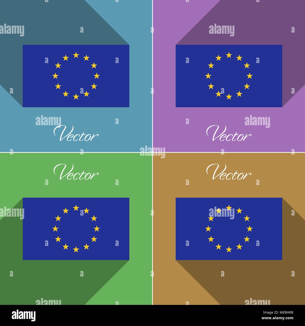 Flags of European Union. Set of colors flat design and long shadows ...