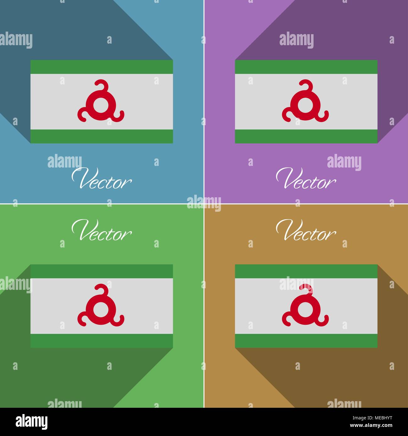 Flags of Ingushetia. Set of colors flat design and long shadows. Vector ...