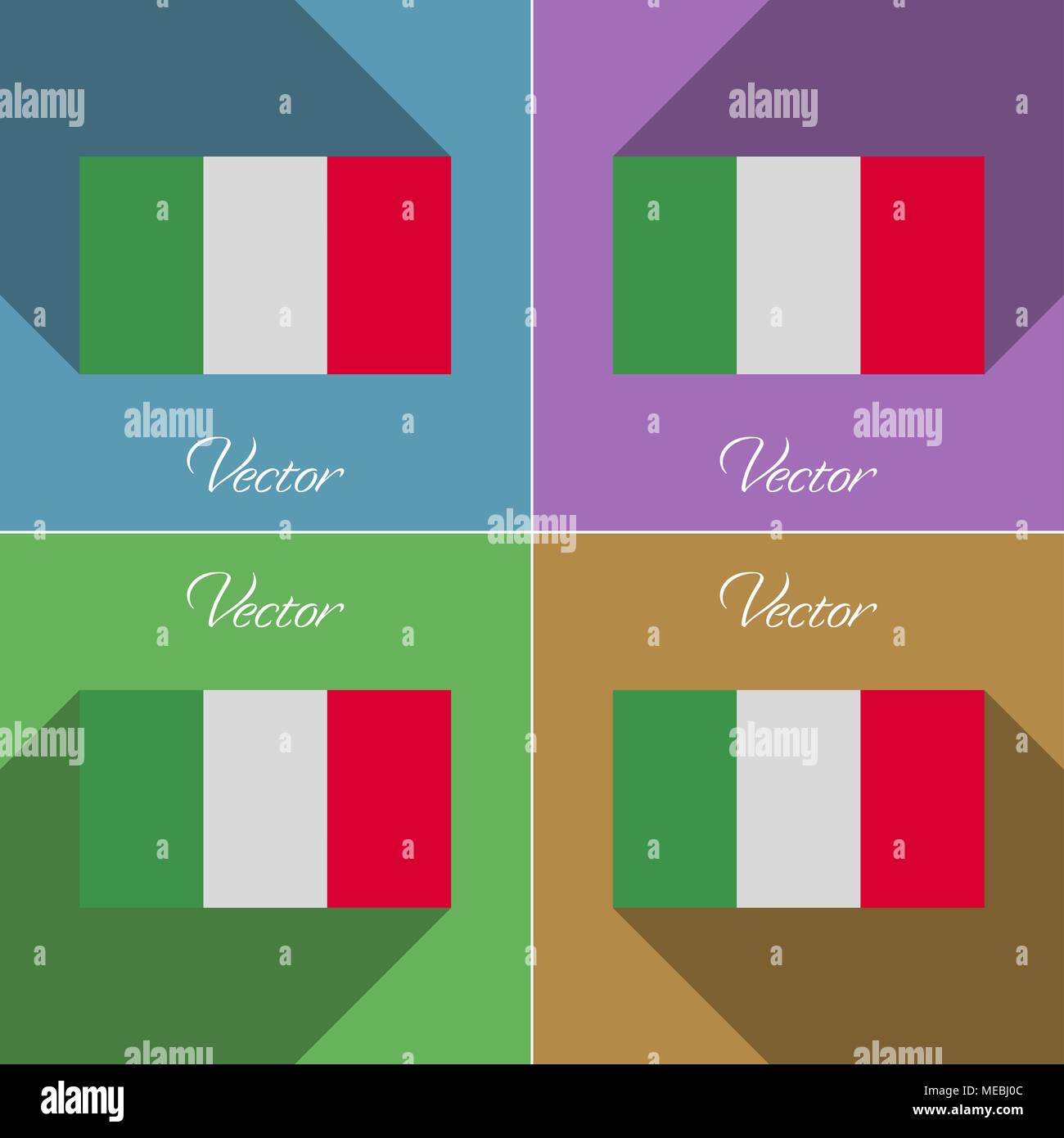 Flags of Italy. Set of colors flat design and long shadows. Vector ...