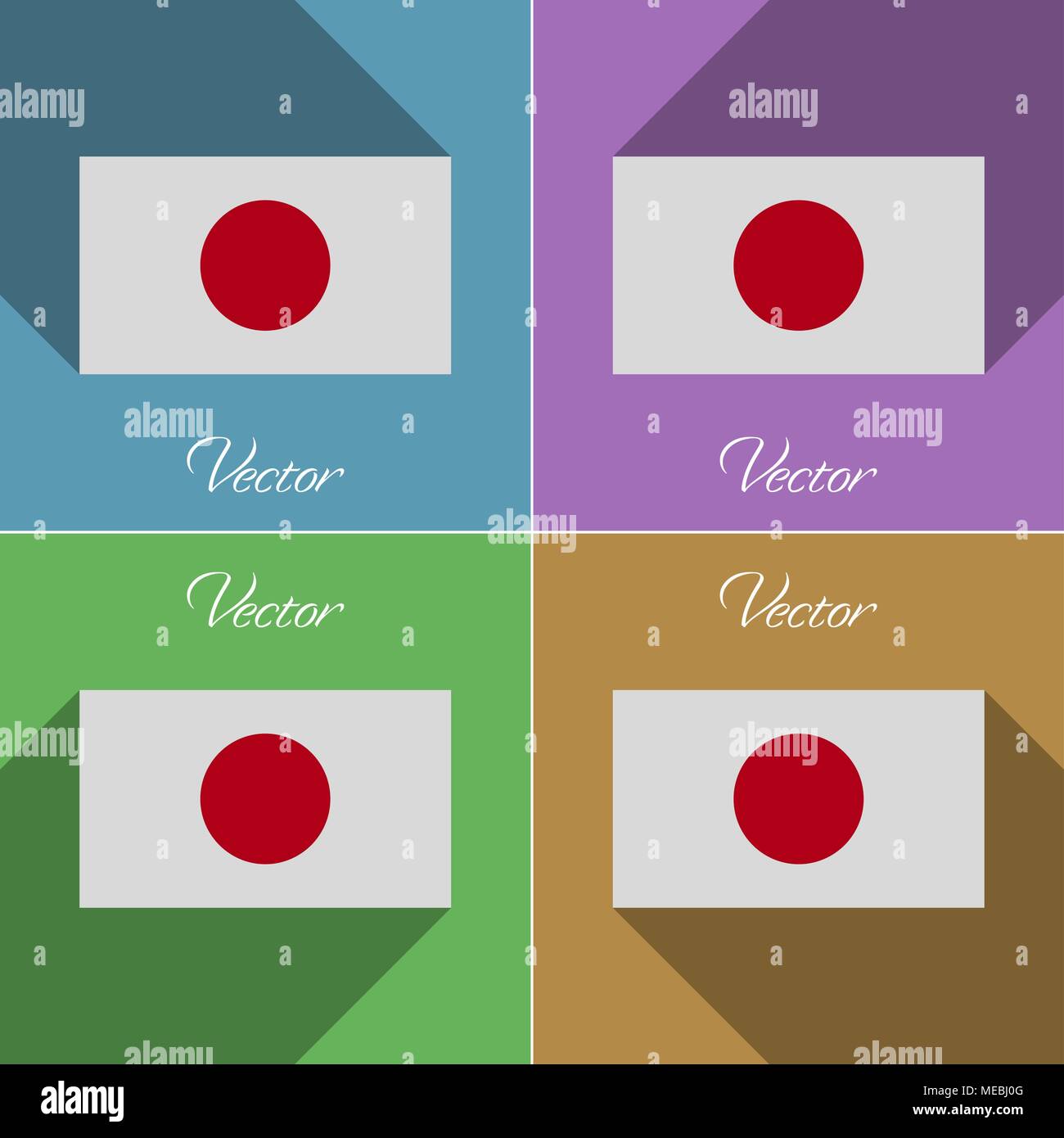 Flags of Japan. Set of colors flat design and long shadows. Vector ...