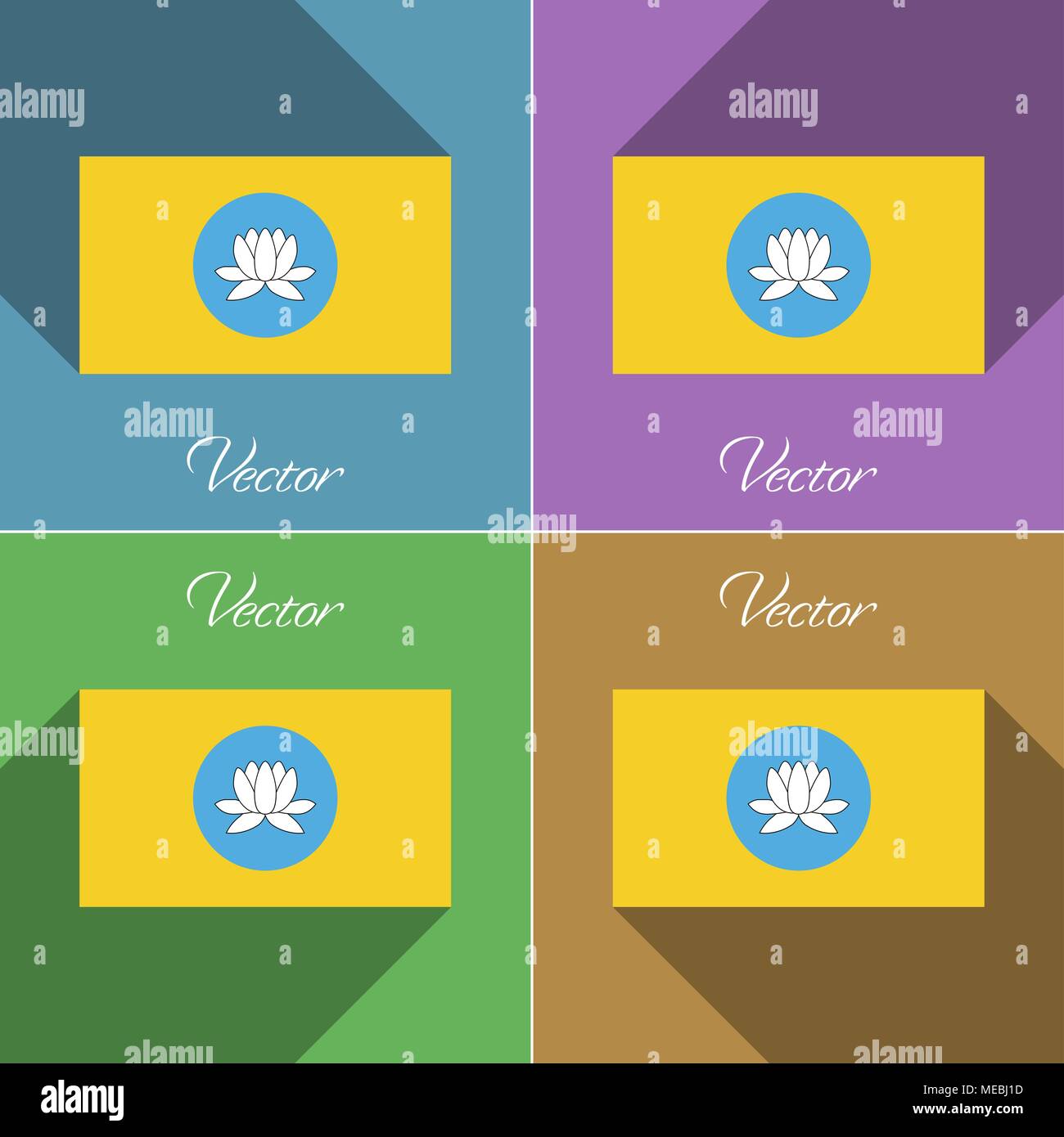 Flags of Kalmykia. Set of colors flat design and long shadows. Vector ...
