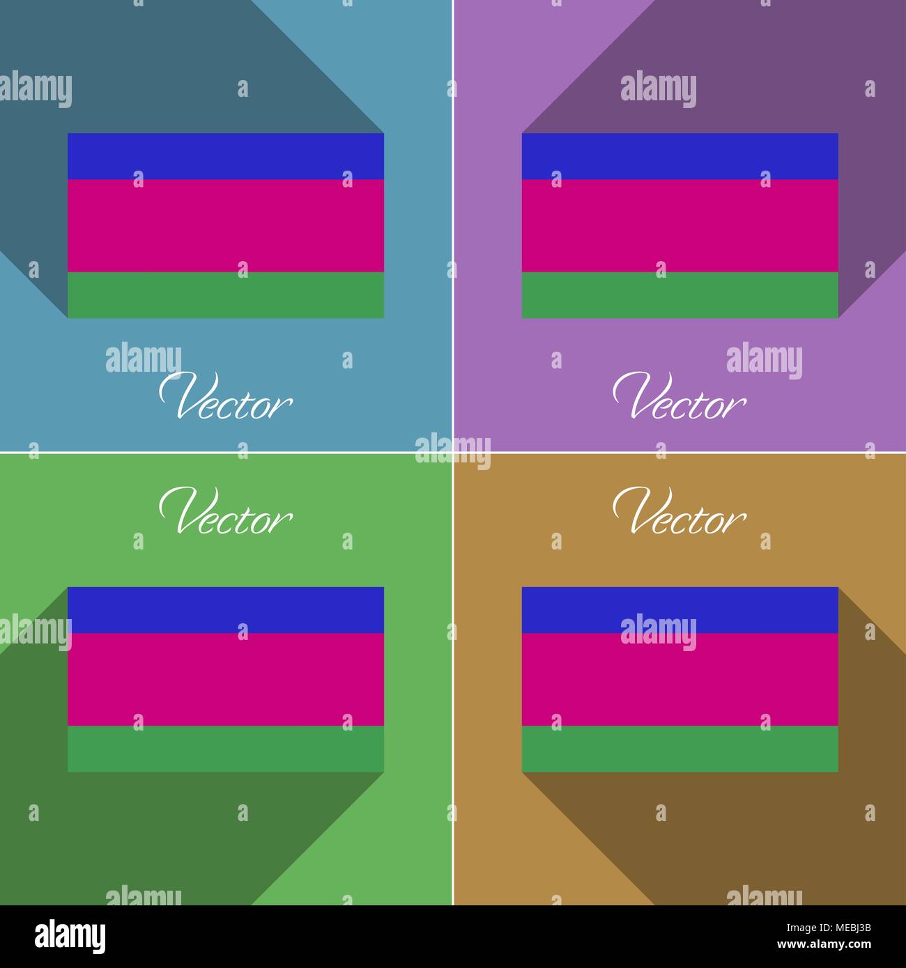 Flags of Kuban Republic. Set of colors flat design and long shadows ...
