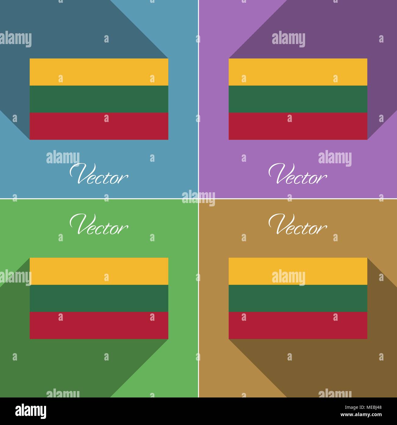 Flags of Lithuania. Set of colors flat design and long shadows. Vector ...