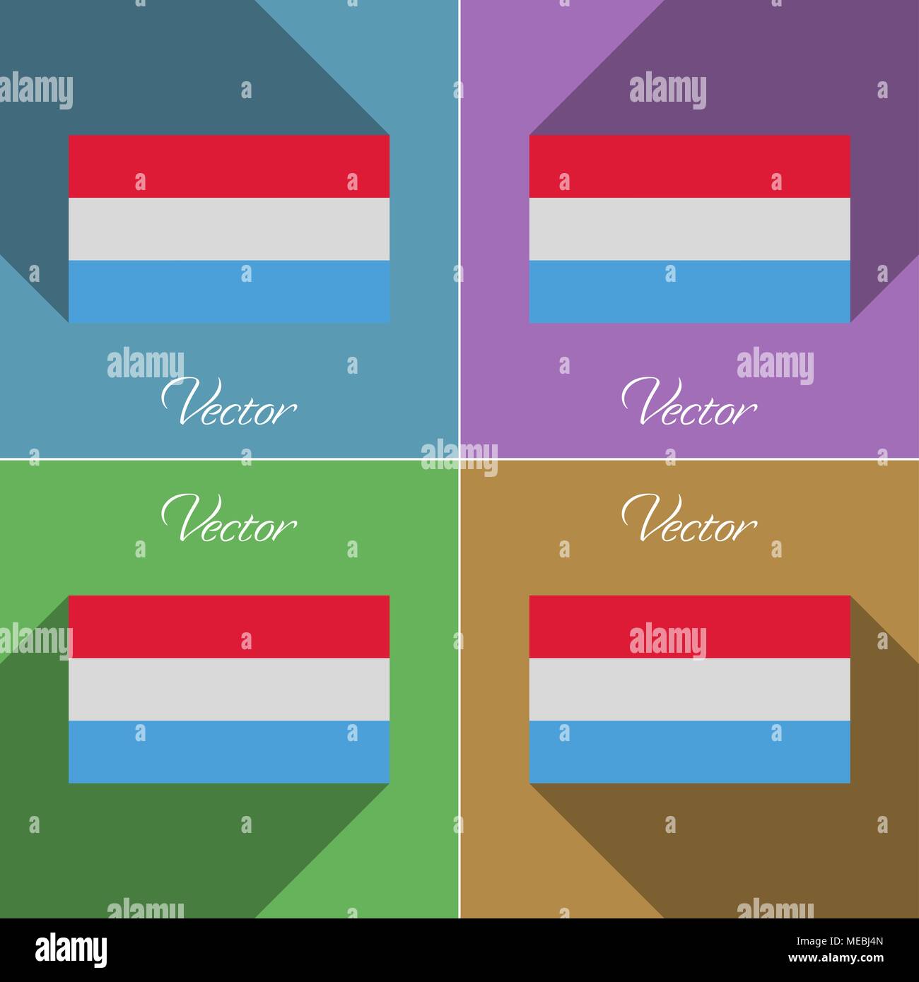 Flags of Luxembourg. Set of colors flat design and long shadows. Vector ...