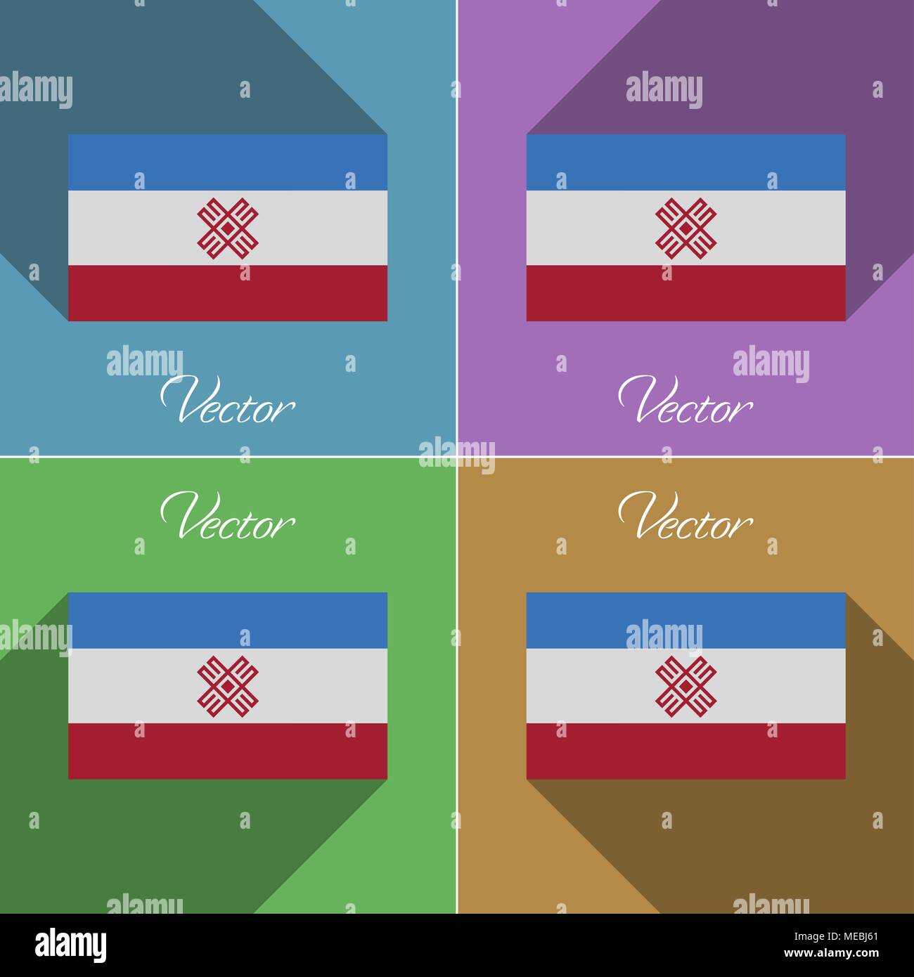 Flags of Mari El. Set of colors flat design and long shadows. Vector ...