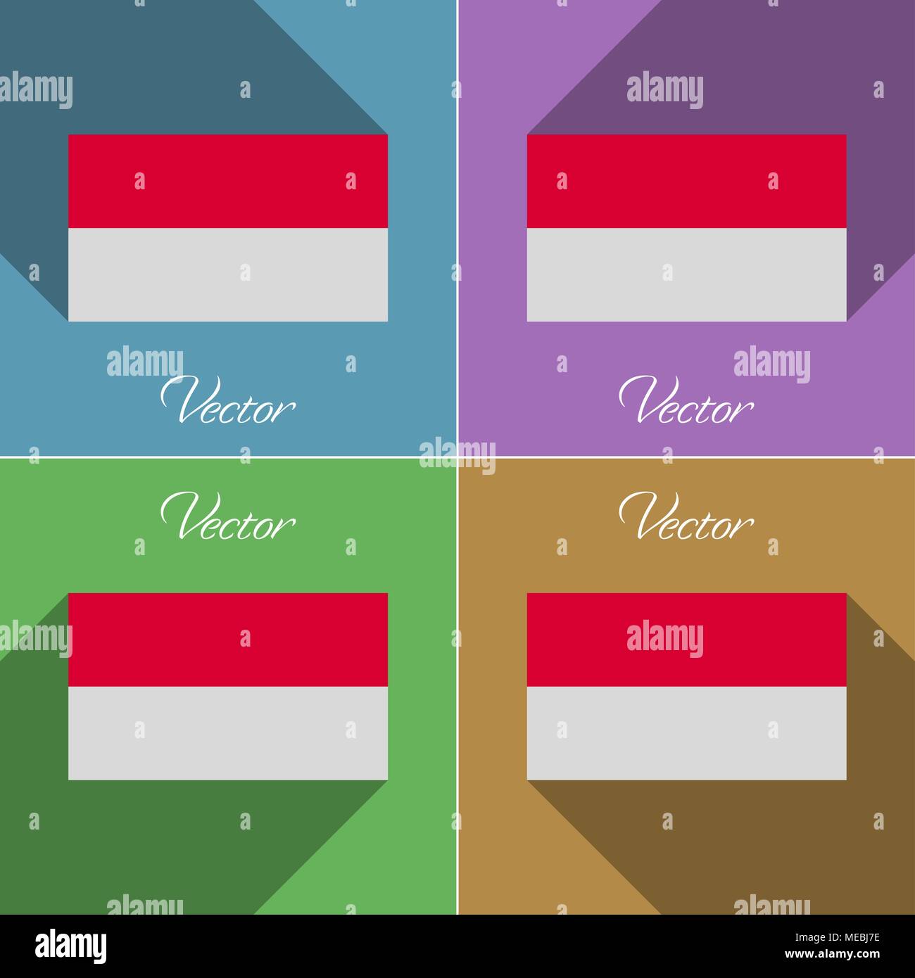 Flags of Monaco. Set of colors flat design and long shadows. Vector ...