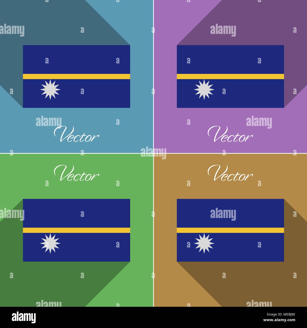 Flags of Nauru. Set of colors flat design and long shadows. Vector ...