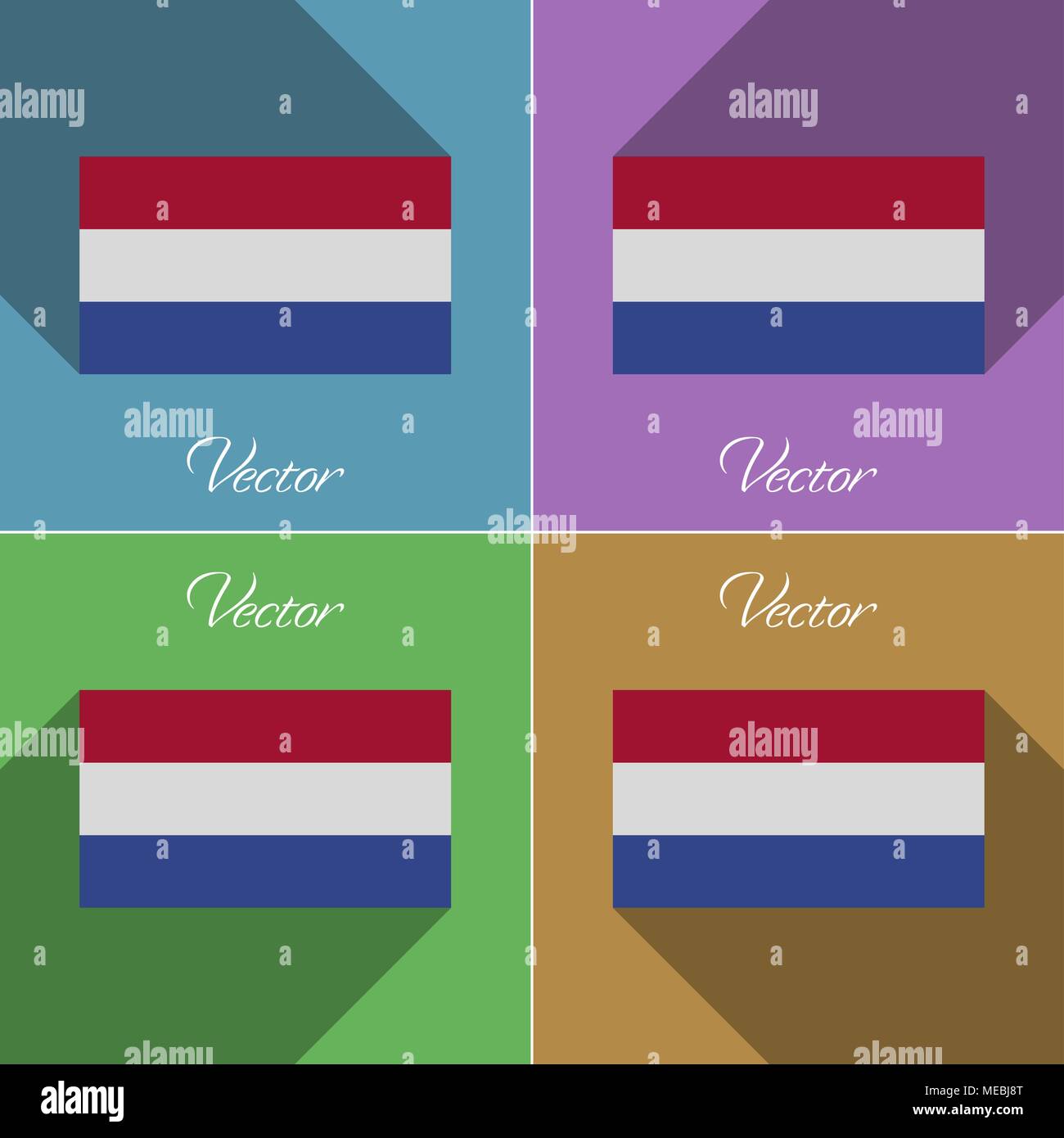Flags of Netherlands. Set of colors flat design and long shadows ...