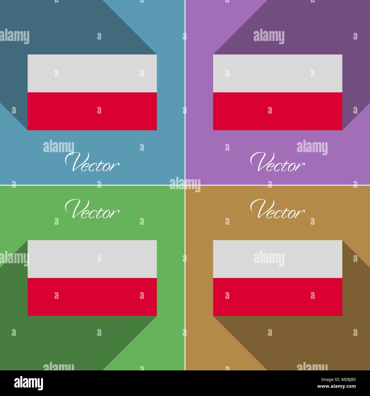 Flags of Polan. Set of colors flat design and long shadows. Vector ...