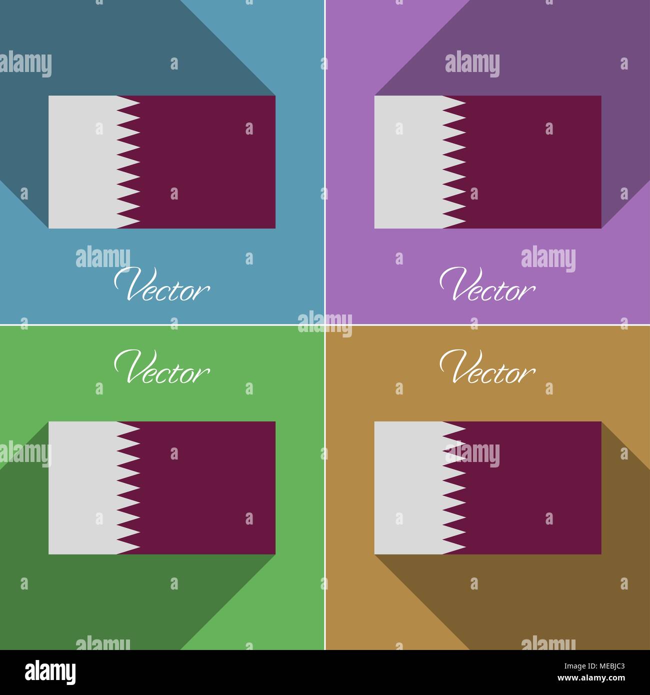 Flags of Qatar. Set of colors flat design and long shadows. Vector ...