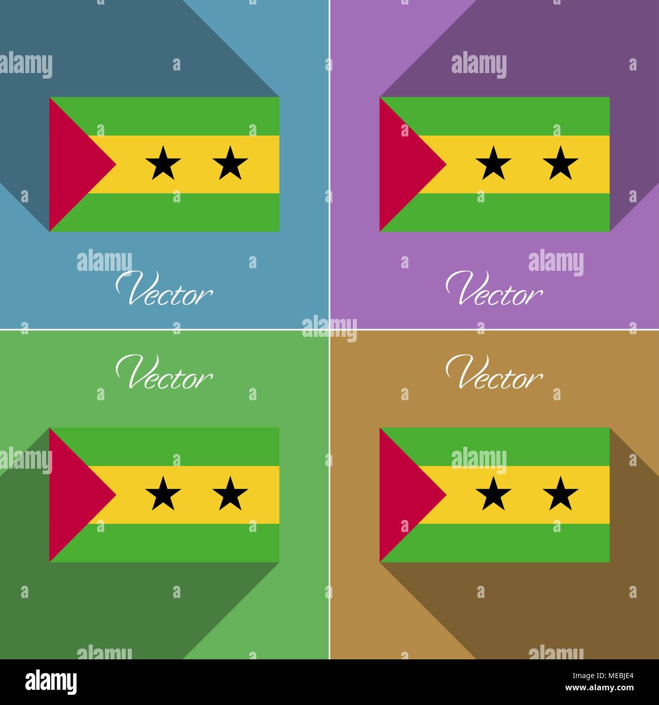 Flags of Sao Tome and Principe. Set of colors flat design and long ...