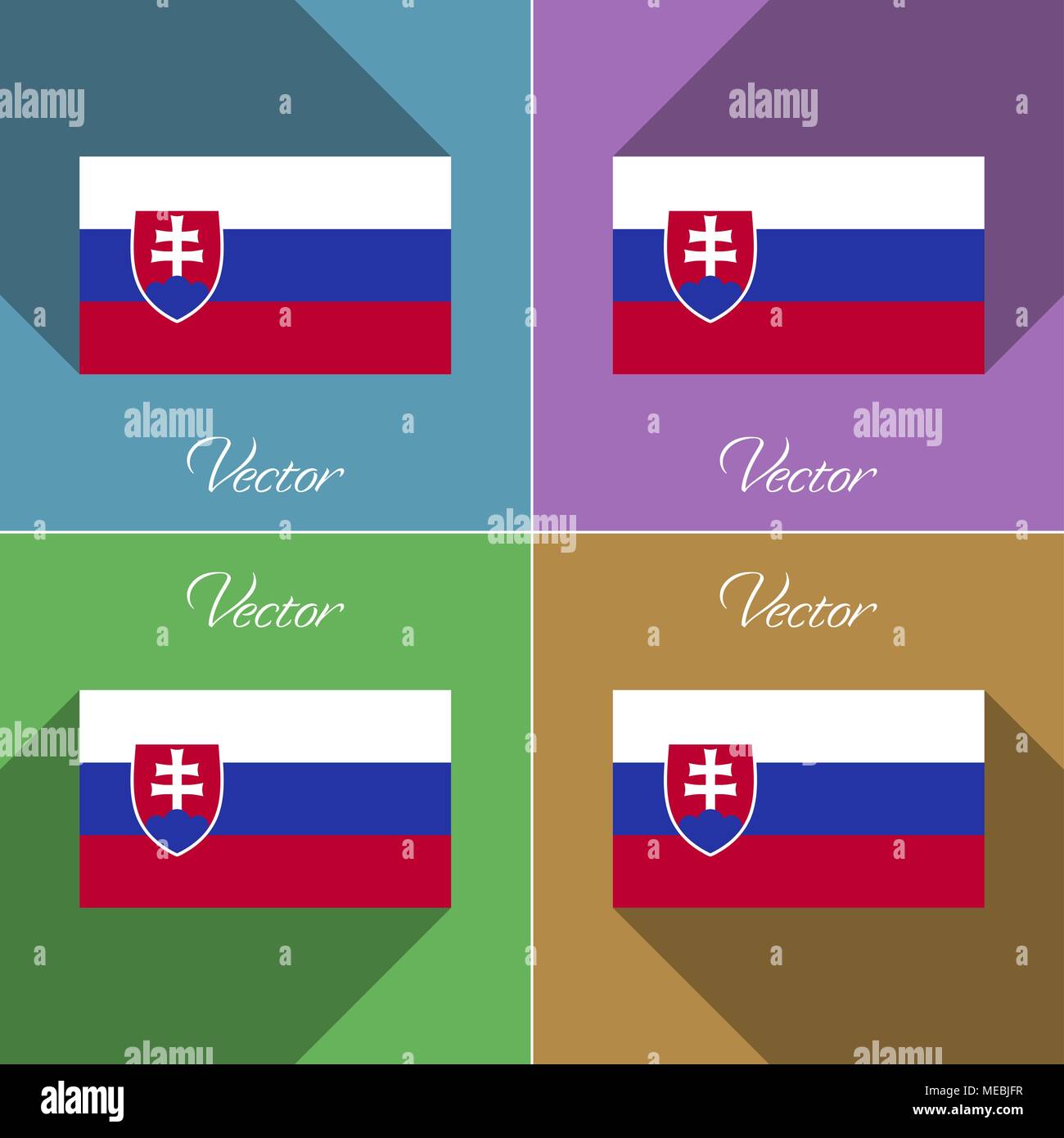 Flags of Slovakia. Set of colors flat design and long shadows. Vector ...