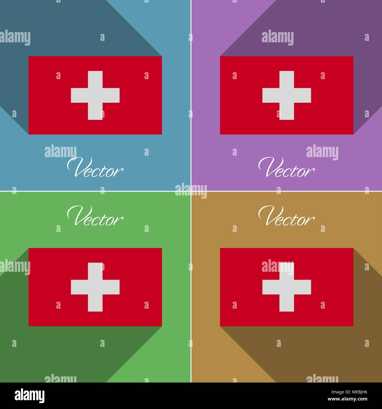 Flags of Switzerland. Set of colors flat design and long shadows ...