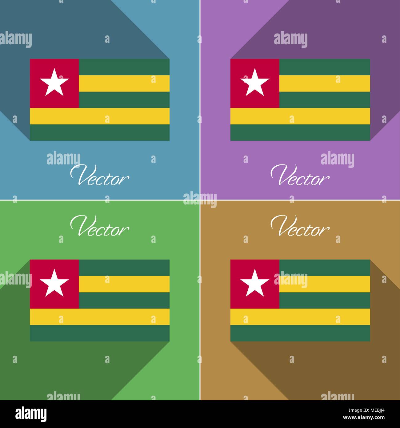 Flags of Togo. Set of colors flat design and long shadows. Vector ...