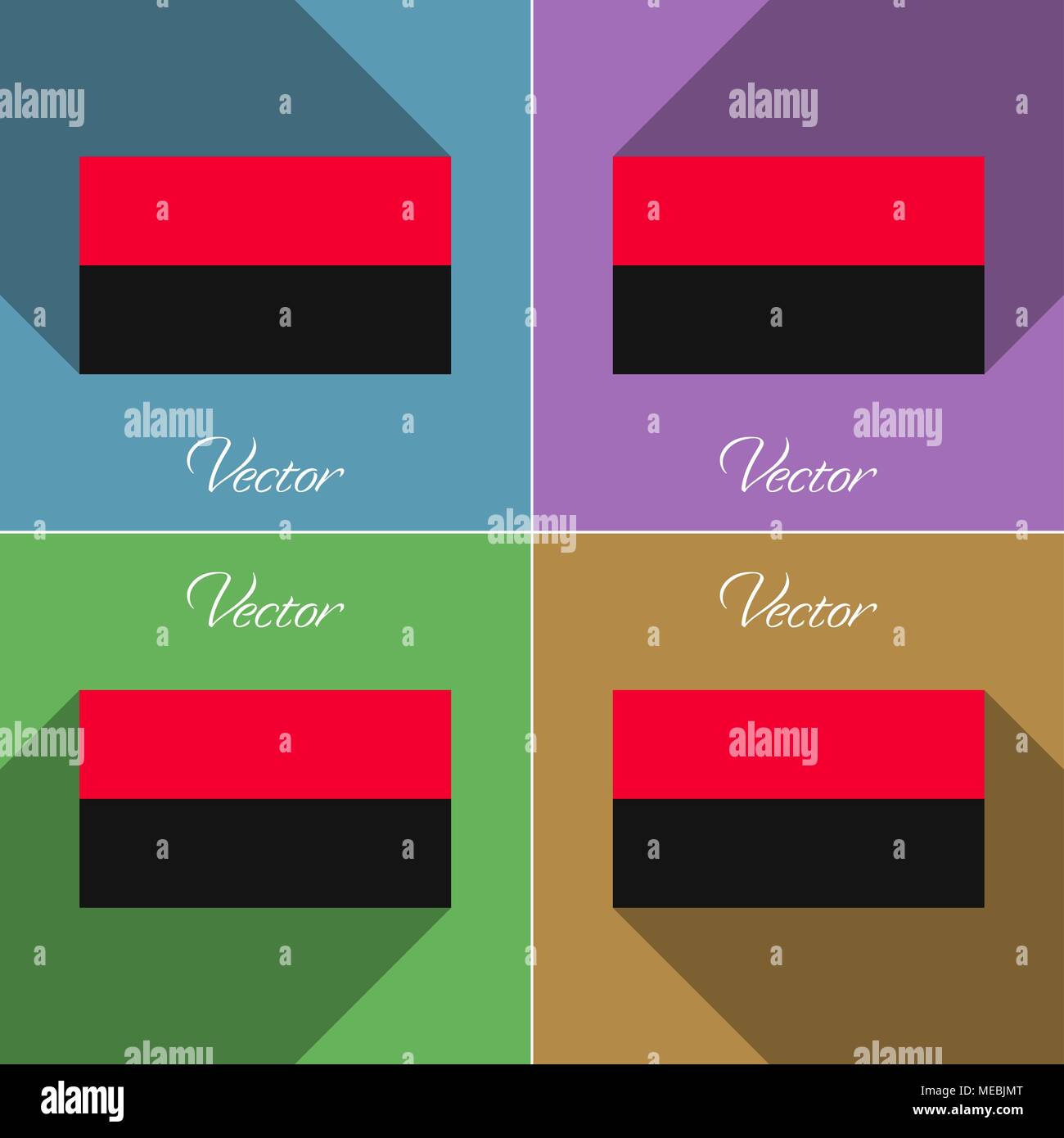 Flags of UPA. Set of colors flat design and long shadows. Vector ...