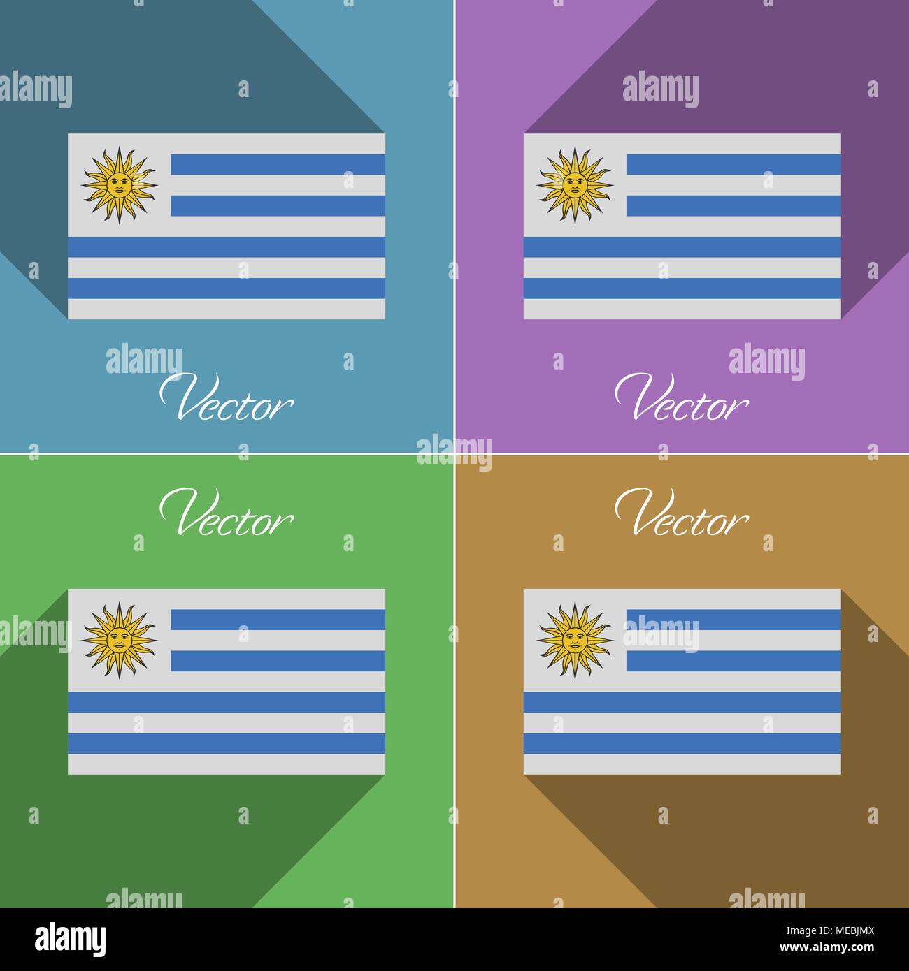 Flags of Uruguay. Set of colors flat design and long shadows. Vector ...